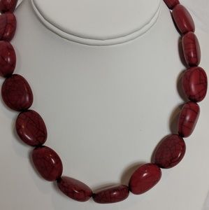 Chaps | Jewelry | Chaps Red Stone Beaded Necklace | Poshmark